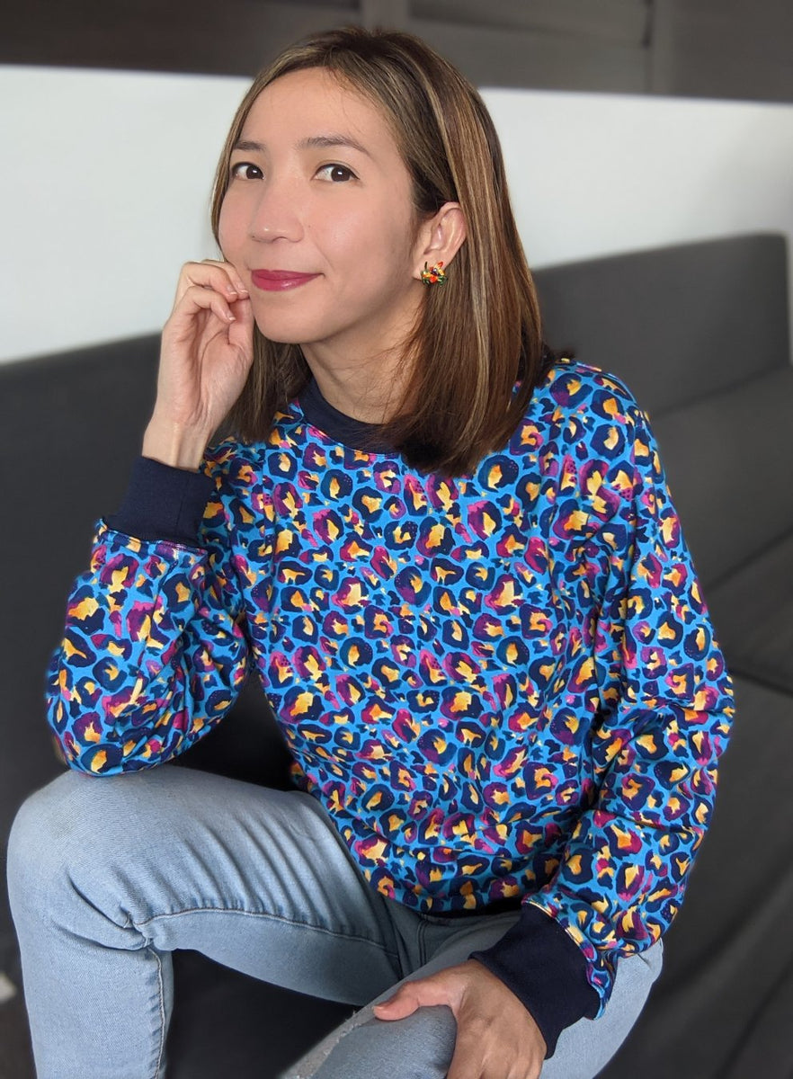 Kasey Rainbow Blue Leopard Sweatshirt Sweater Jumper Sole Mio Designs