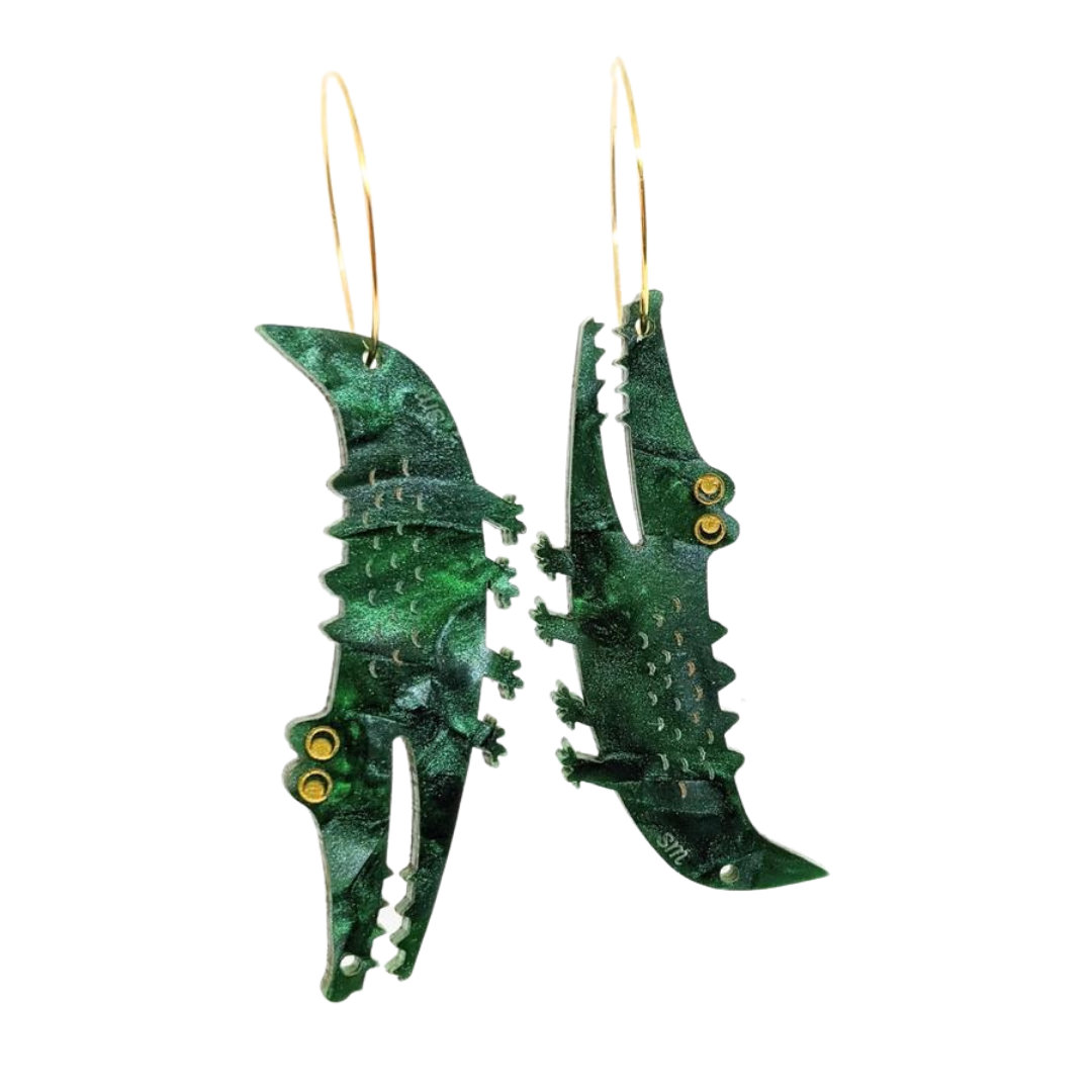 Crocodile Acrylic Earrings – Sole Mio Designs